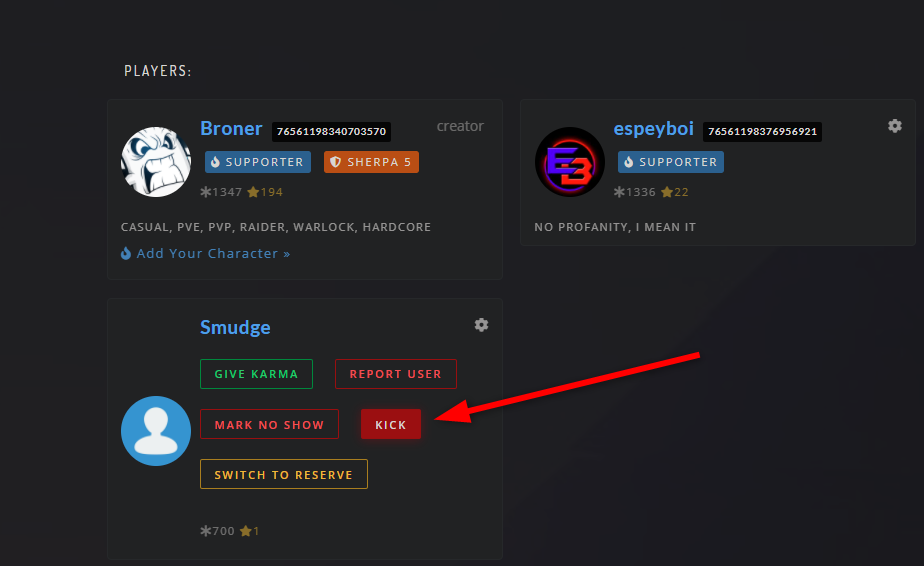 Remove or Kick User from a game session – the100 Help Desk